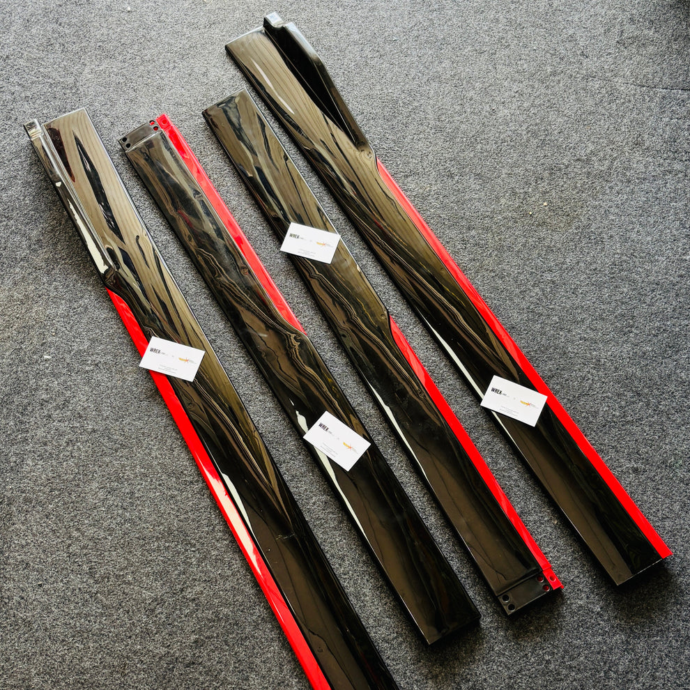 Universal 200cm Gloss Black with Red Accent Side Skirt Extension ...